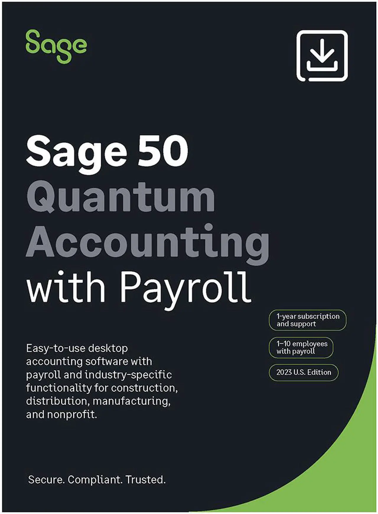 Sage SAGE 50 QUANTUM ACCOUNTING WITH PAYROLL 2023 U.S. 1-USER 1-YEAR ...