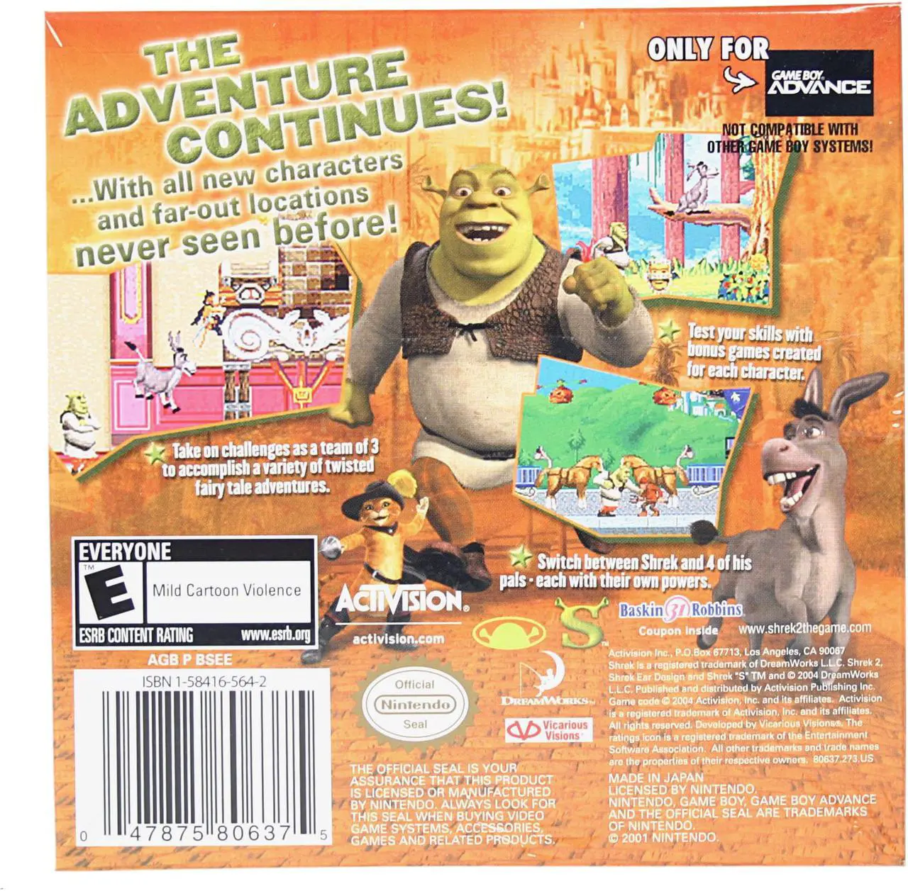 Shrek 2 GameBoy Advance Game Activision - Newegg.com