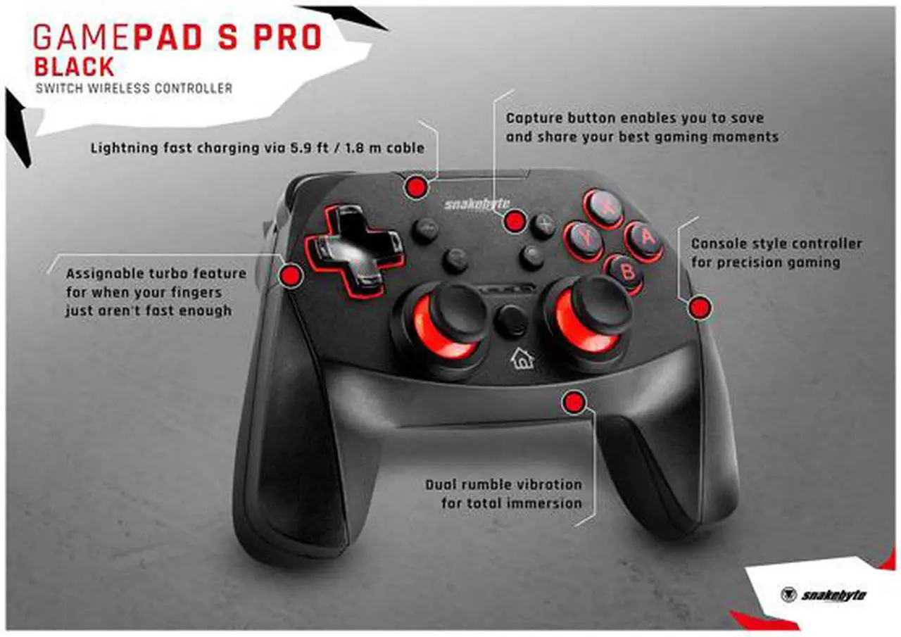 Snakebyte NSW Game Pad S Pro - Wireless Controller / Gamepad Including ...