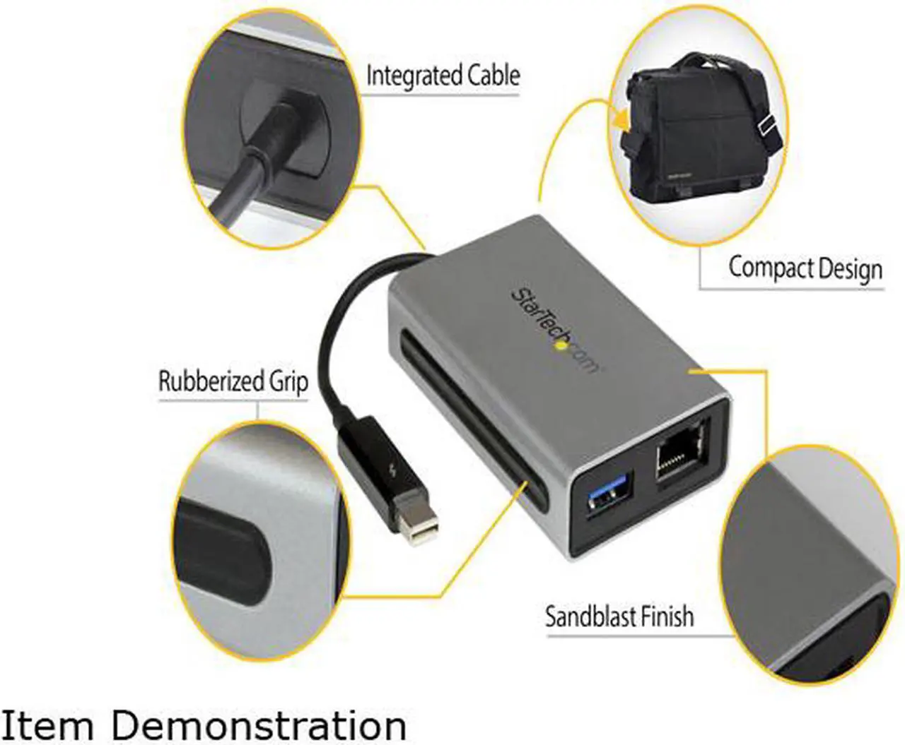 StarTech.com Thunderbolt to Gigabit Ethernet plus USB 3.0 - Thunderbolt ...