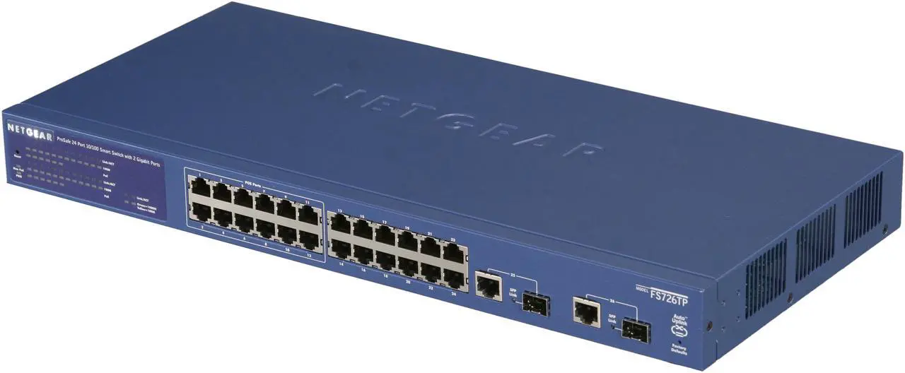 NETGEAR 24 Port 10/100 PoE Smart Switch + 2 Combo ports, 12 ports PoE ...