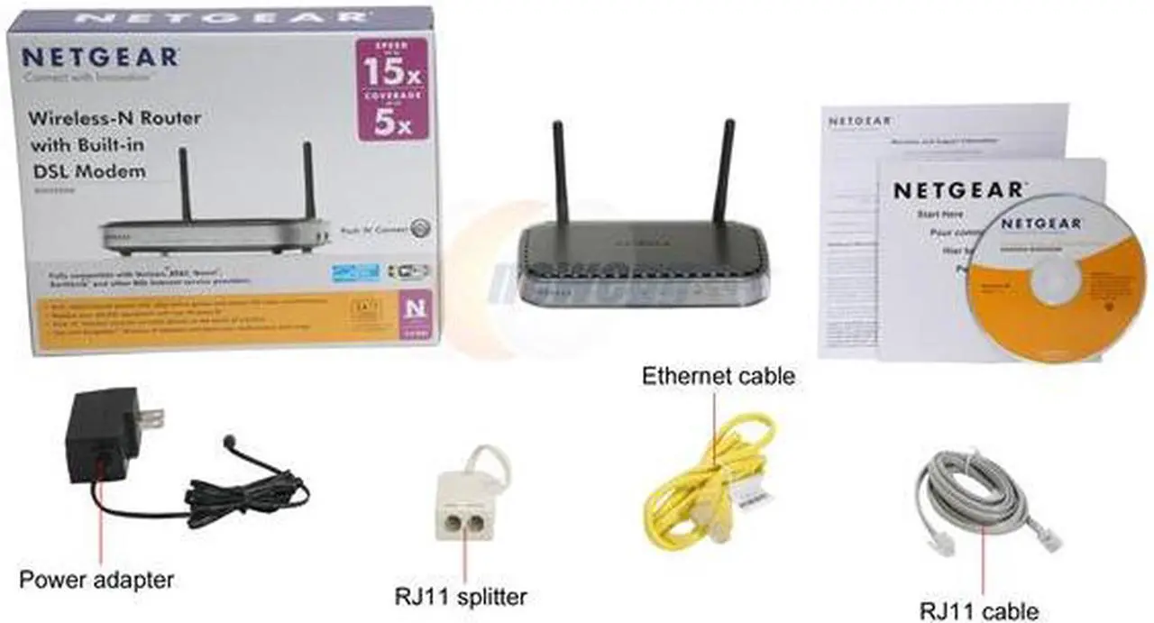 NETGEAR DGN2000-100NAS Wireless-N Router With Built-in DSL Modem ...