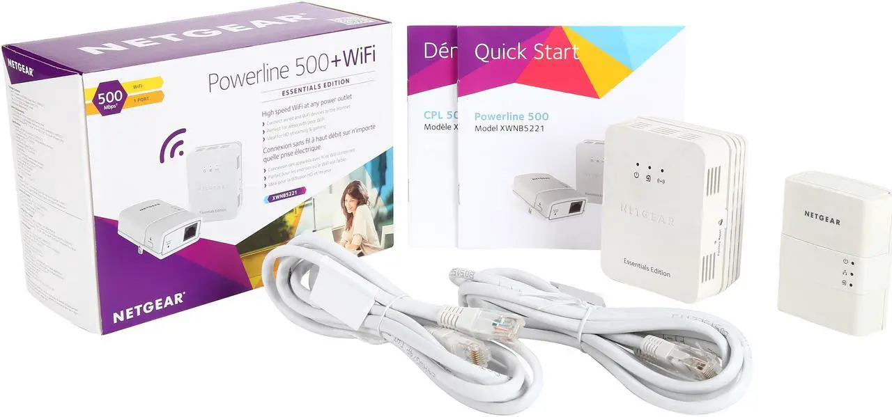 Netgear XWNB5221-100PAS AV500 Power with N300 Wireless Range Extender ...