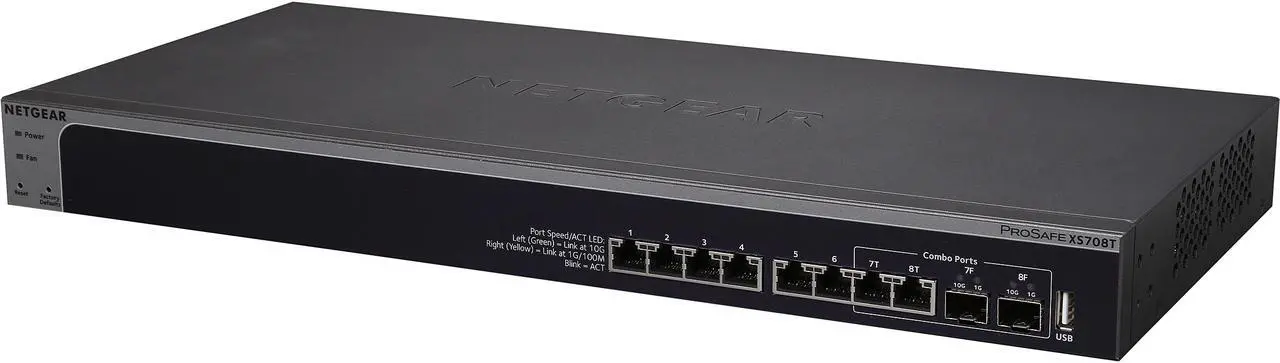 Open Box: NETGEAR ProSAFE XS708T 8-Port 10-Gigabit Ethernet Smart ...