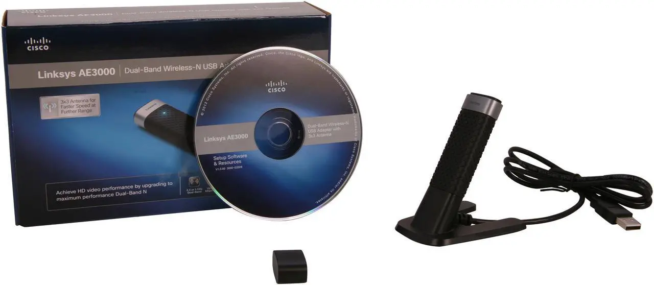 Linksys AE3000 USB 2.0 High Performance Dual-Band Wireless-N Adapter ...