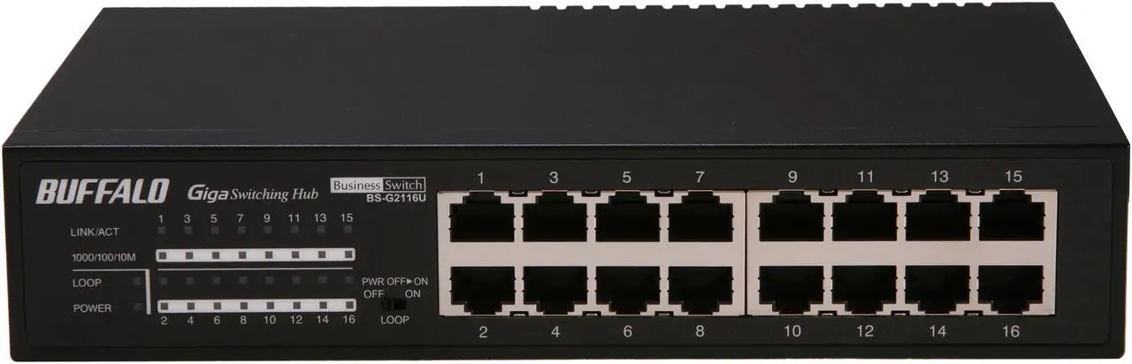 BUFFALO 16-Port Rack Mountable Business-Class Unmanaged Gigabit Switch ...