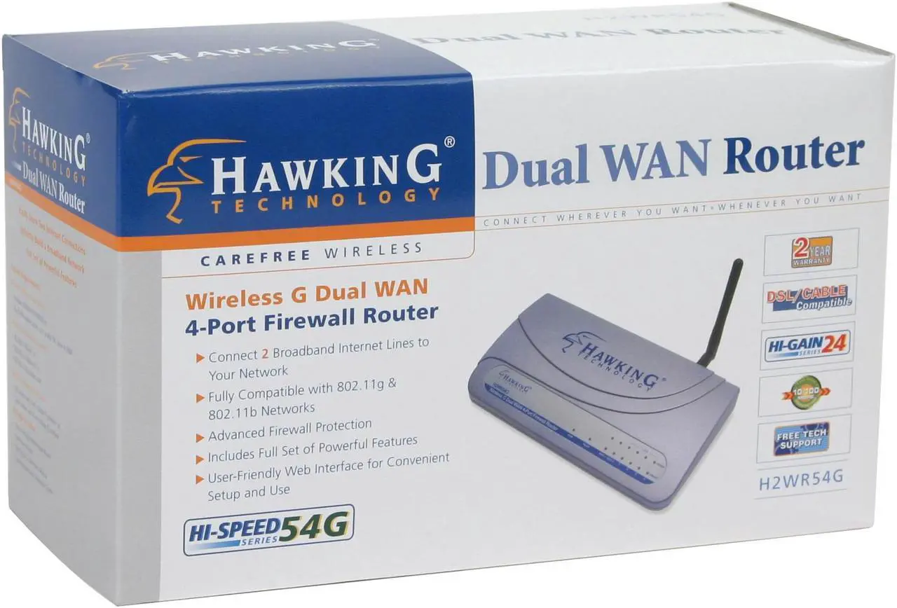 HAWKING H2WR54G Wireless Dual WAN Firew al l Router - Newegg.com