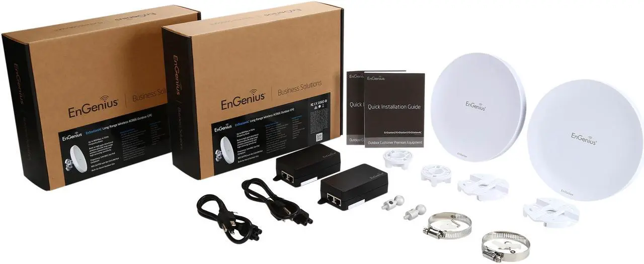 Engenius Long Range 11AC Wireless Outdoor Bridge Kit (N-EnStationAC Kit ...