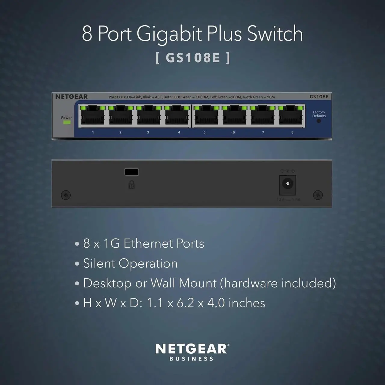 Netgear GS108E Ethernet Switch, 8 Ports - Gigabit Ethernet - 10/100 ...