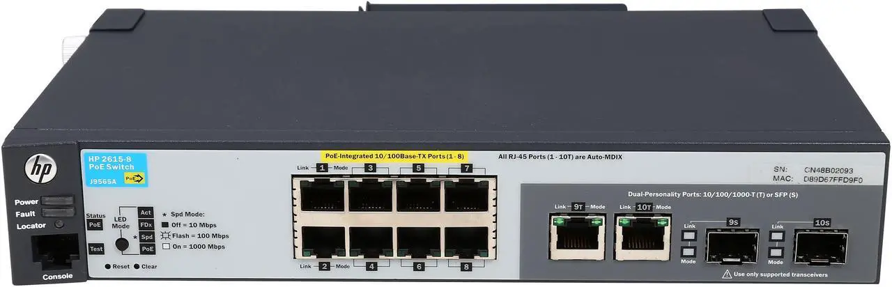HP J9565A#ABA ProCurve 2615-8-PoE Stackable Ethernet Switch - Newegg.com