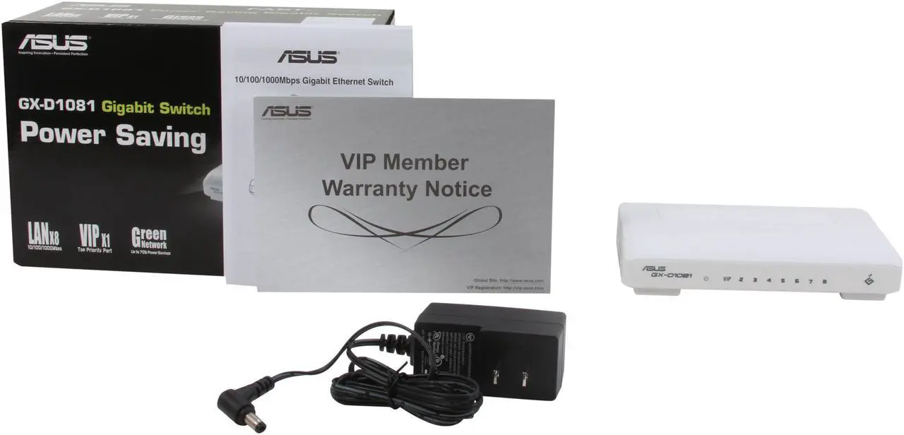 ASUS GX-D1081 8-Port Power-Saving Gigabit Switch 10/100/1000Mbps 8 x ...
