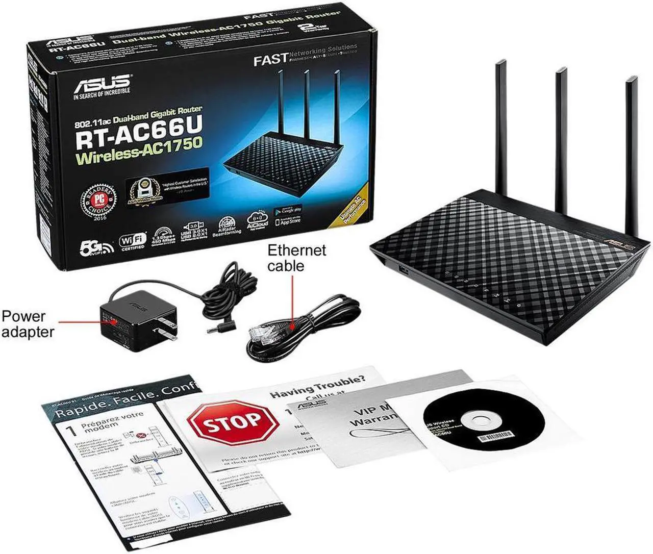 Refurbished: Manufacturer REFURBISHED - ASUS RT-AC66U B1 AC1750 Dual-Band Wi-Fi Router ...