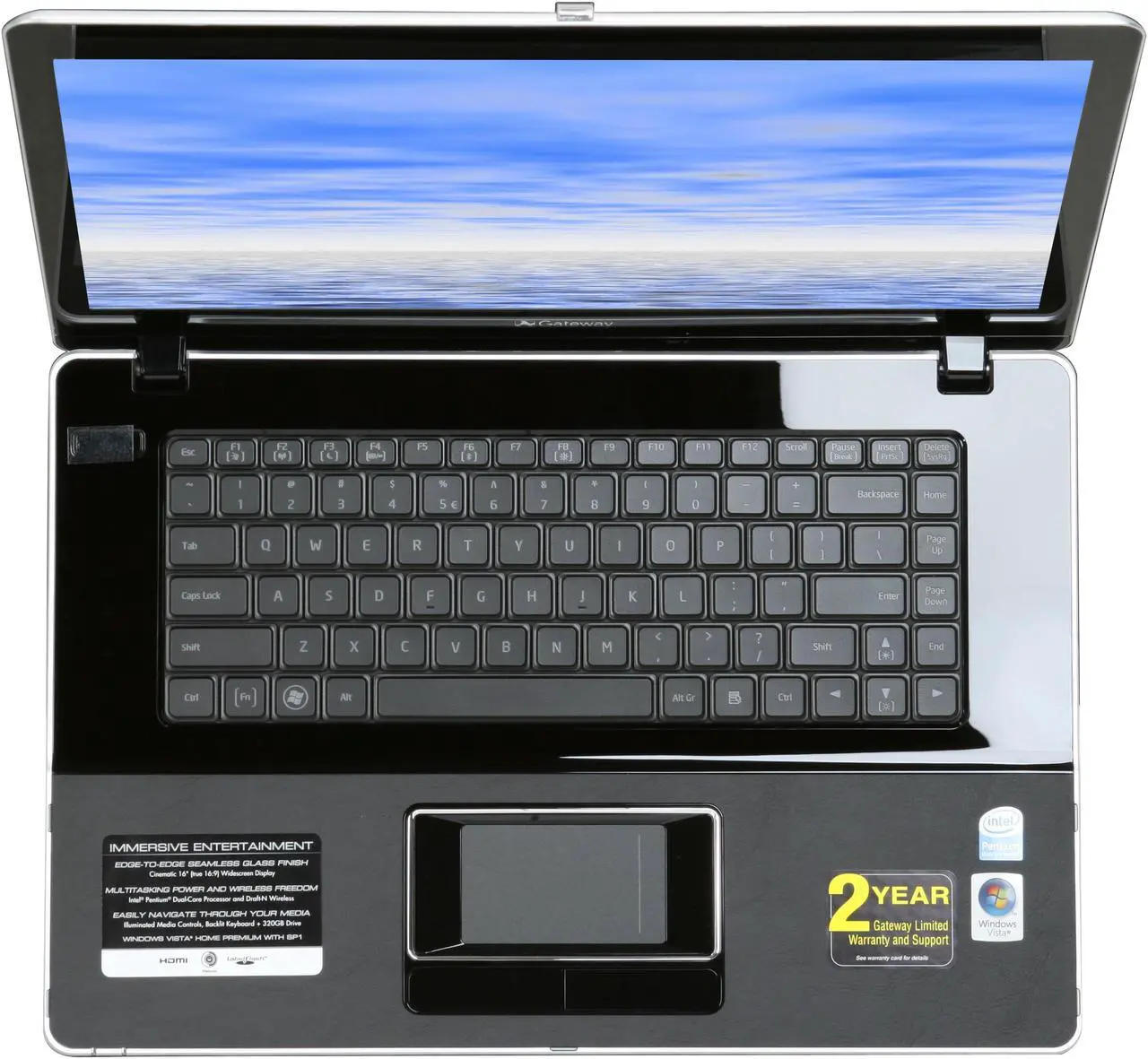 Gateway Laptop Intel Pentium T3200 3GB Memory 320GB HDD Intel GMA 4500M ...