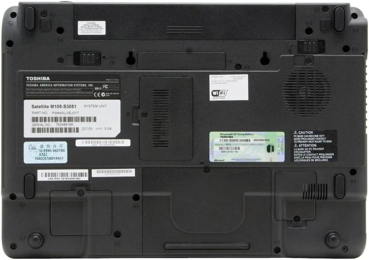 TOSHIBA Laptop Satellite Intel Core Duo T2050 1GB Memory 100GB HDD ...