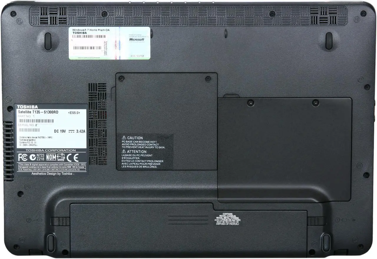 TOSHIBA Laptop Satellite Intel Pentium SU2700 3GB Memory 250GB HDD ...