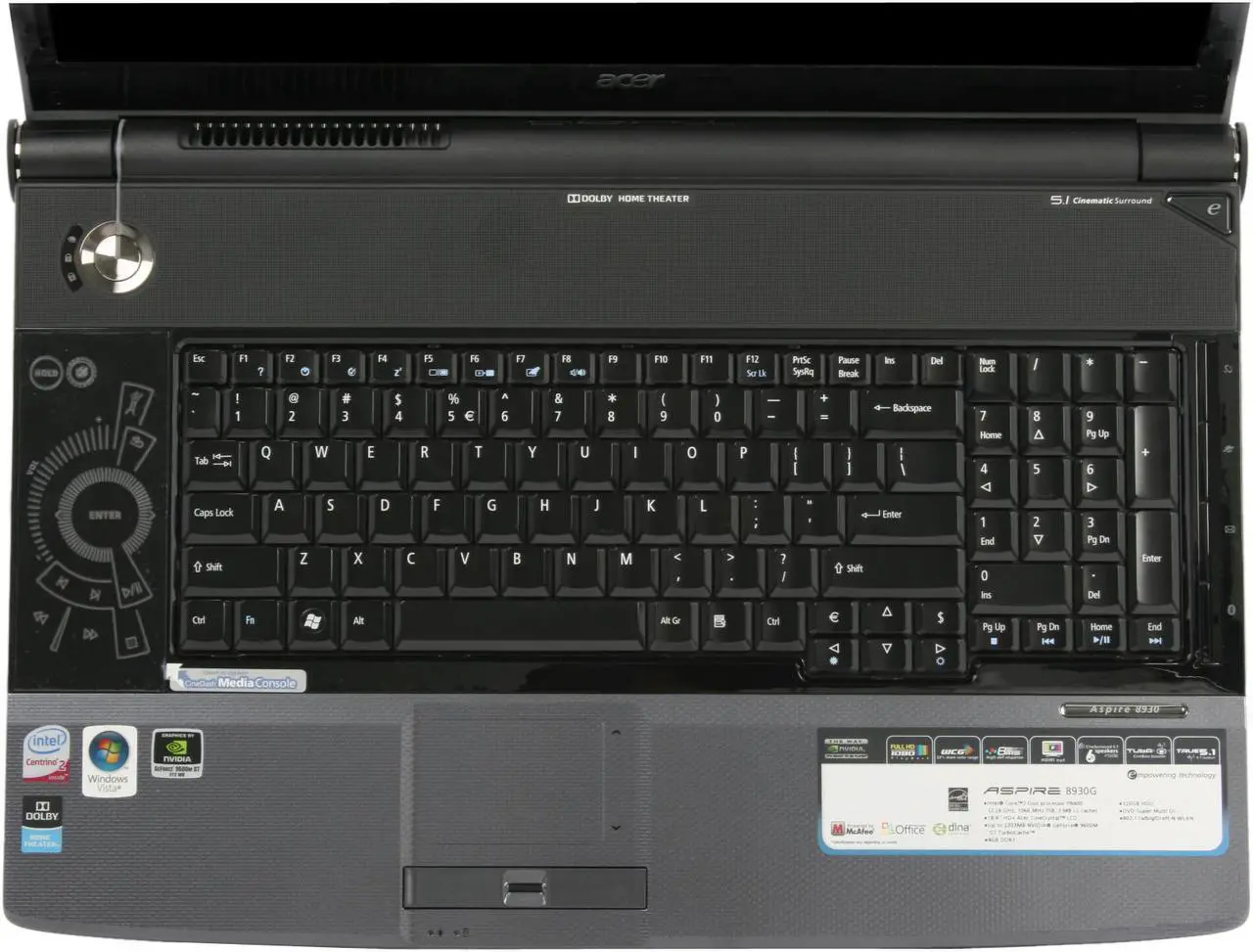 Acer Laptop Aspire Intel Core 2 Duo P8400 4GB Memory 320GB HDD NVIDIA ...