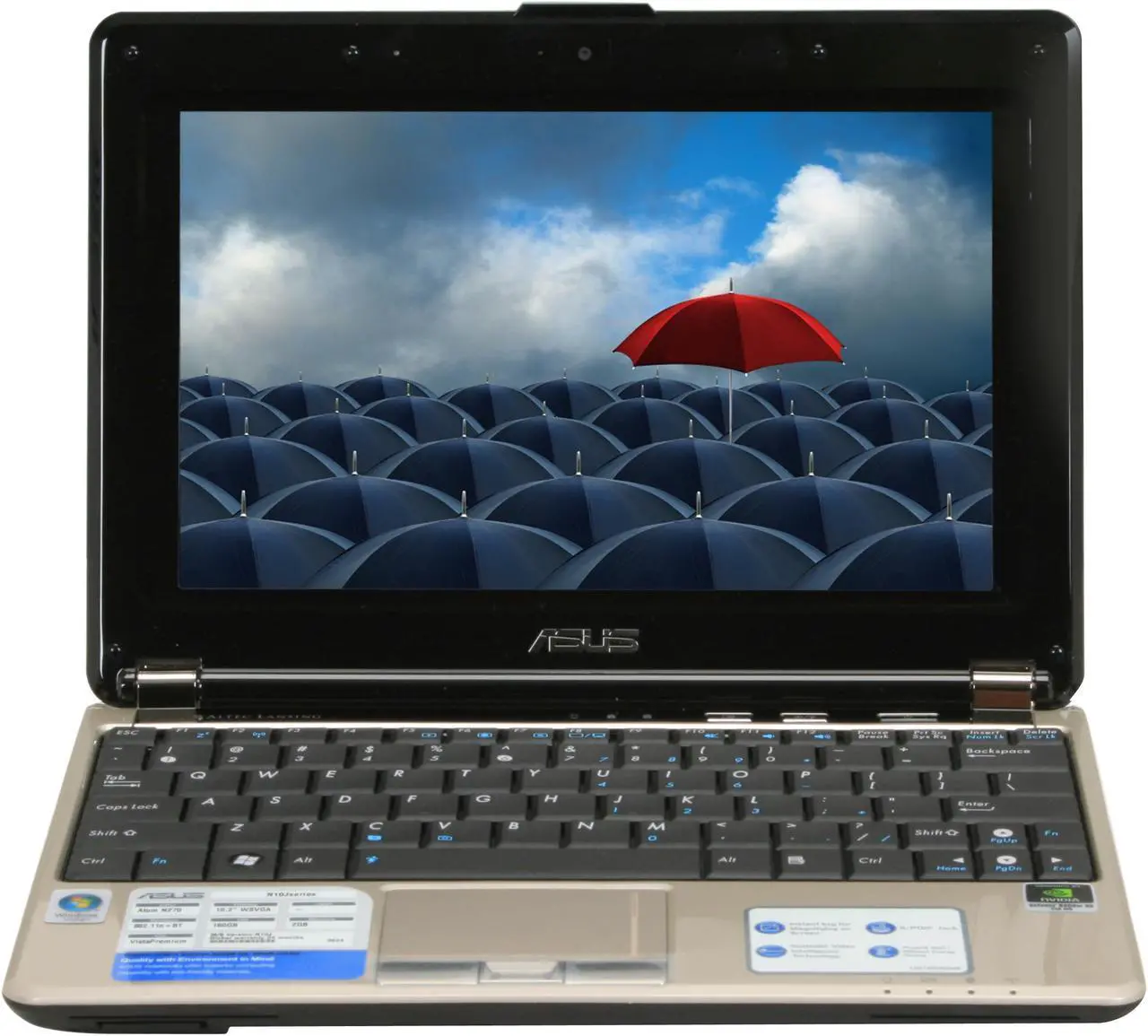 ASUS Laptop N10 Series Intel Atom N270 2GB Memory 160GB HDD NVIDIA GeForce 9300M GS 10.2 ...
