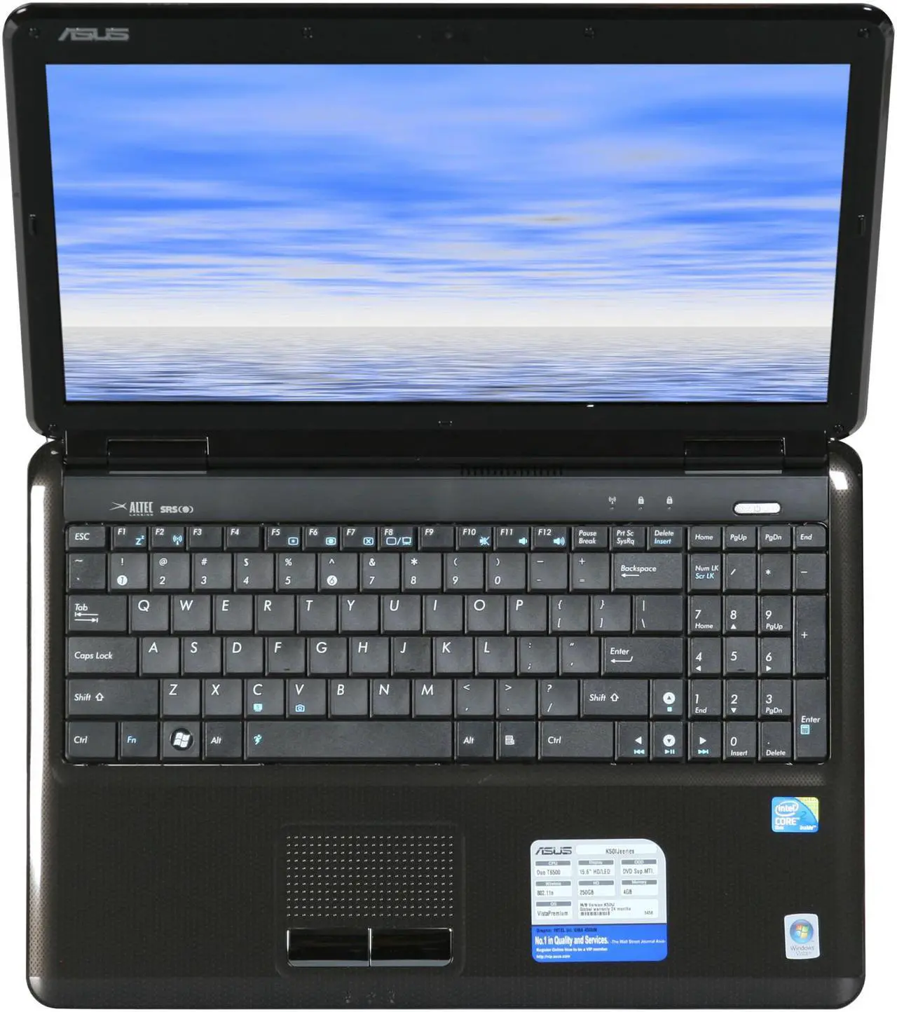 ASUS Laptop K50 Series Intel Core 2 Duo T6500 4GB Memory 250GB HDD Intel GMA 4500M 15.6" Windows ...