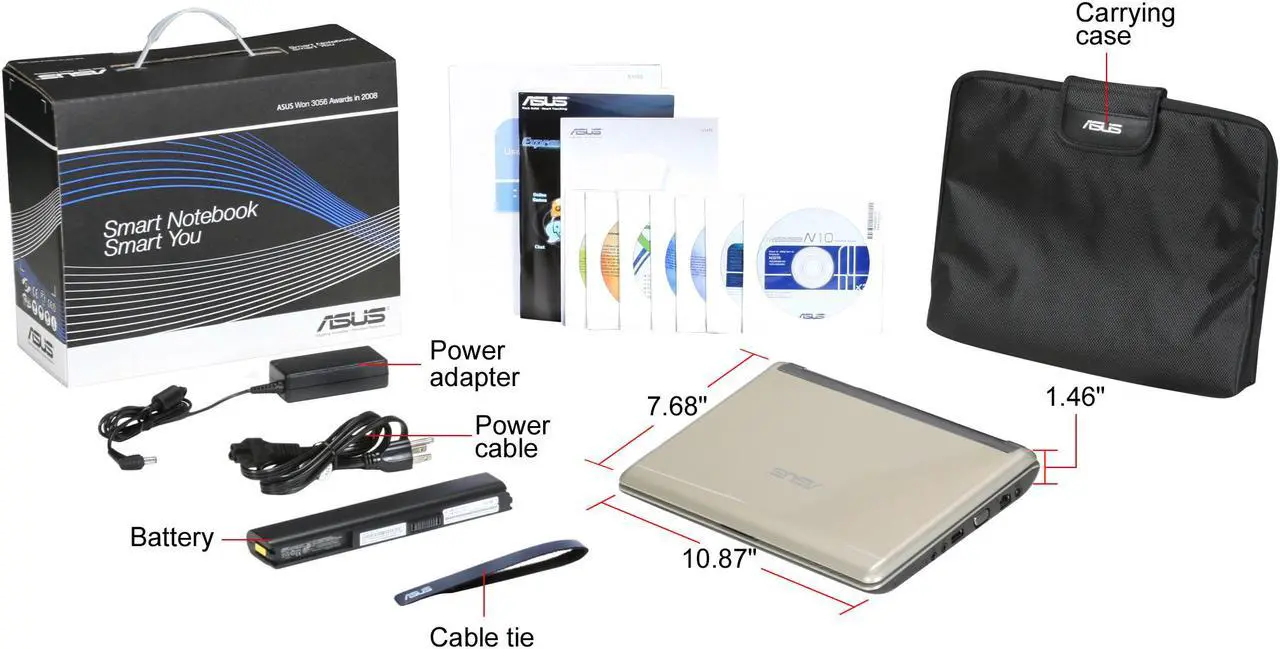 ASUS Laptop N10 Series Intel Atom N280 2GB Memory 250GB HDD NVIDIA GeForce G105M + Intel GMA 950 ...