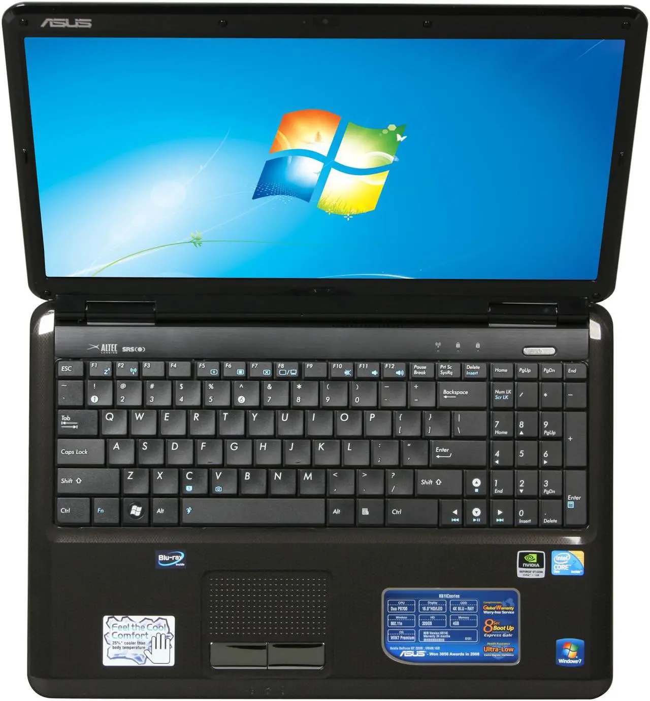 ASUS Laptop Intel Core 2 Duo P8700 4GB Memory 320GB HDD NVIDIA GeForce ...