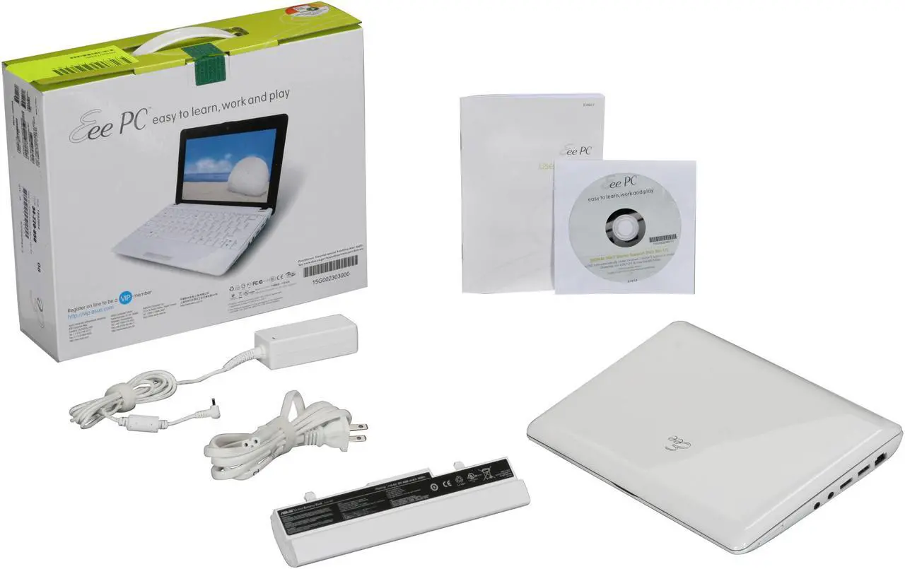 ASUS Eee PC Seashell 1005HA-MU17-WT Pearl White 10.1" WSVGA Netbook ...