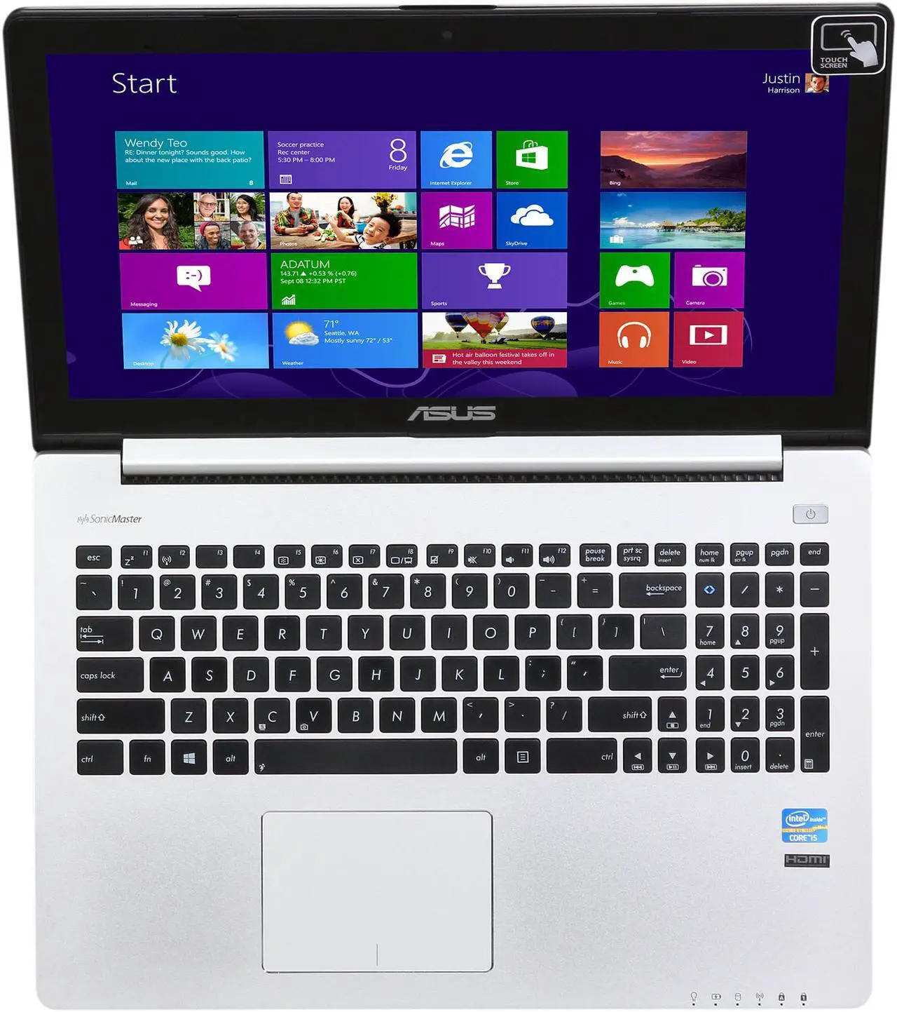 ASUS Laptop VivoBook Intel Core i5-3337U 6GB Memory 500GB HDD Intel HD Graphics 4000 15.6" Touch ...