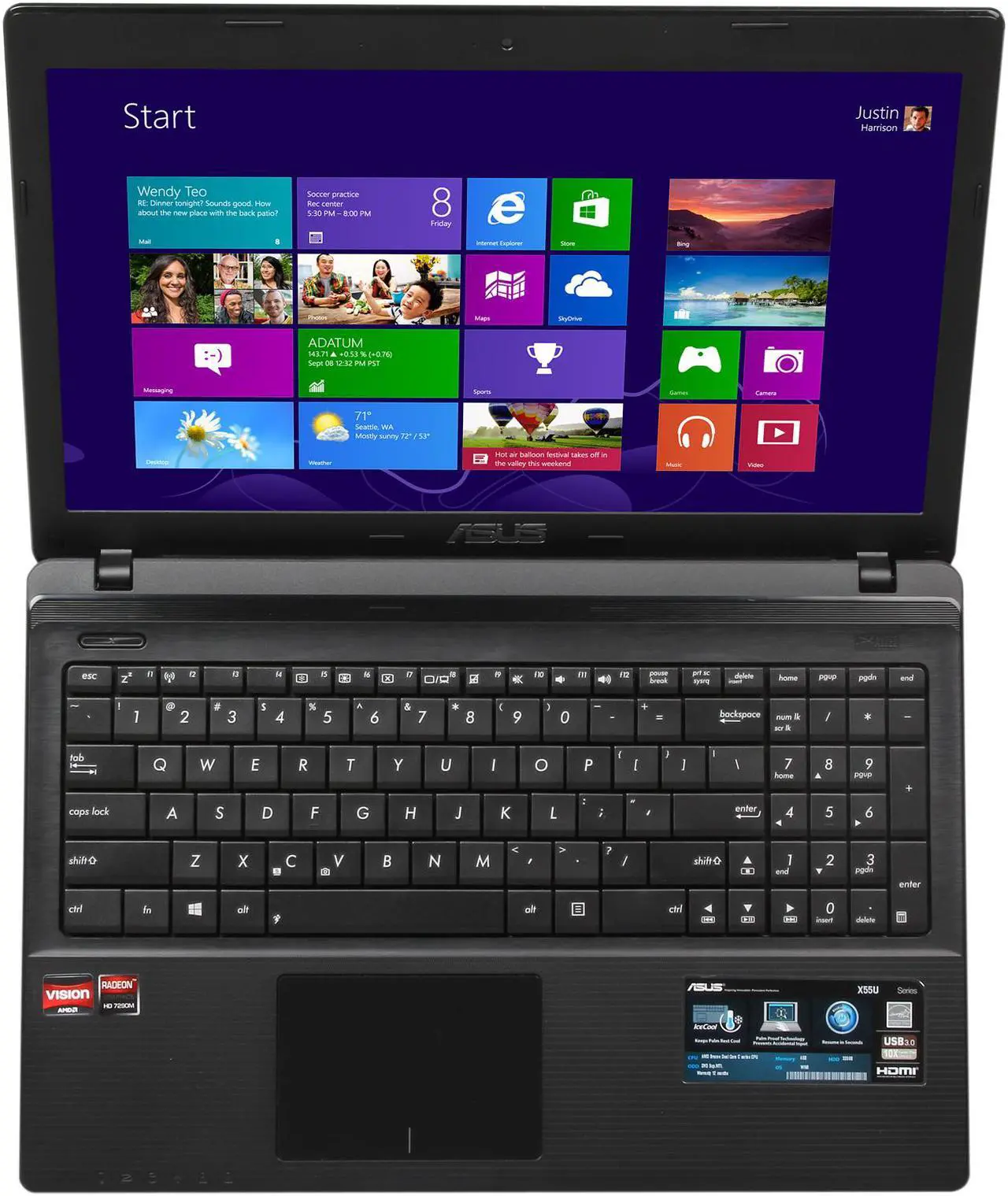 Refurbished: ASUS Laptop 4GB Memory 320GB HDD AMD Radeon HD 6290 15.6 ...