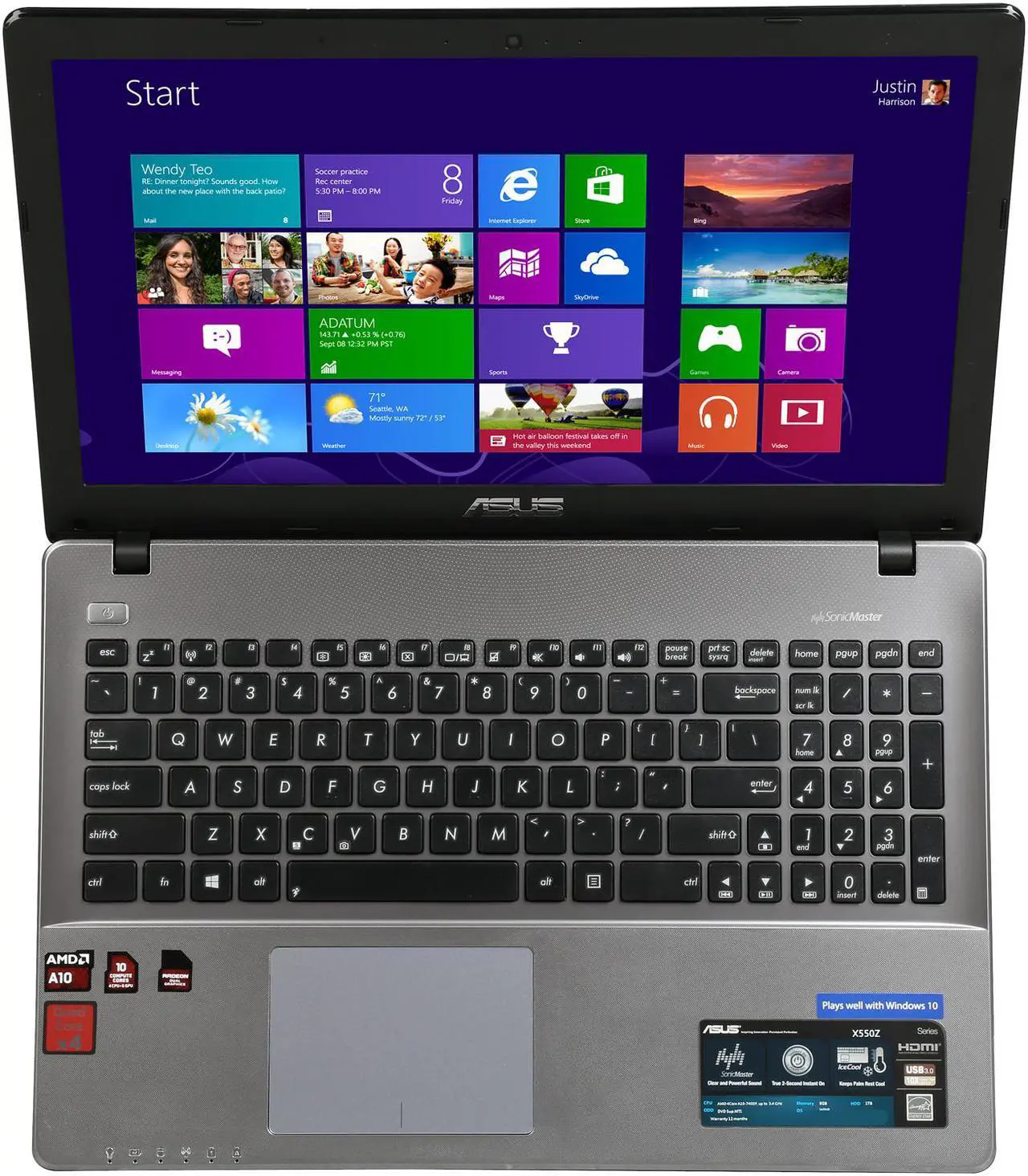 ASUS X550ZE-DB10 Gaming Laptop AMD A10-7400P 2.5 GHz 15.6" Windows 8.1 ...