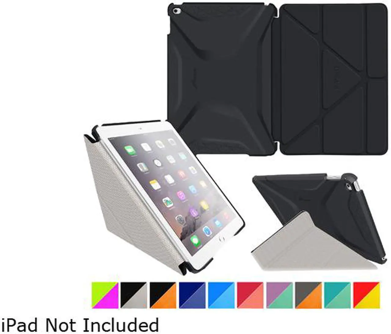 rooCASE Granite Black / Cool Gray Origami 3D Slim Shell Case for iPad ...