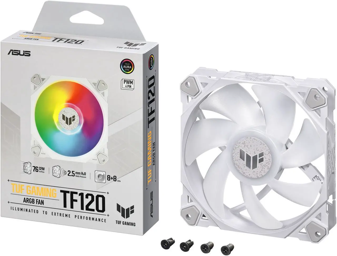 ASUS TUF GAMING TF120 ARGB WHITE EDITION Chassis Fan 3-Pin Customizable ...