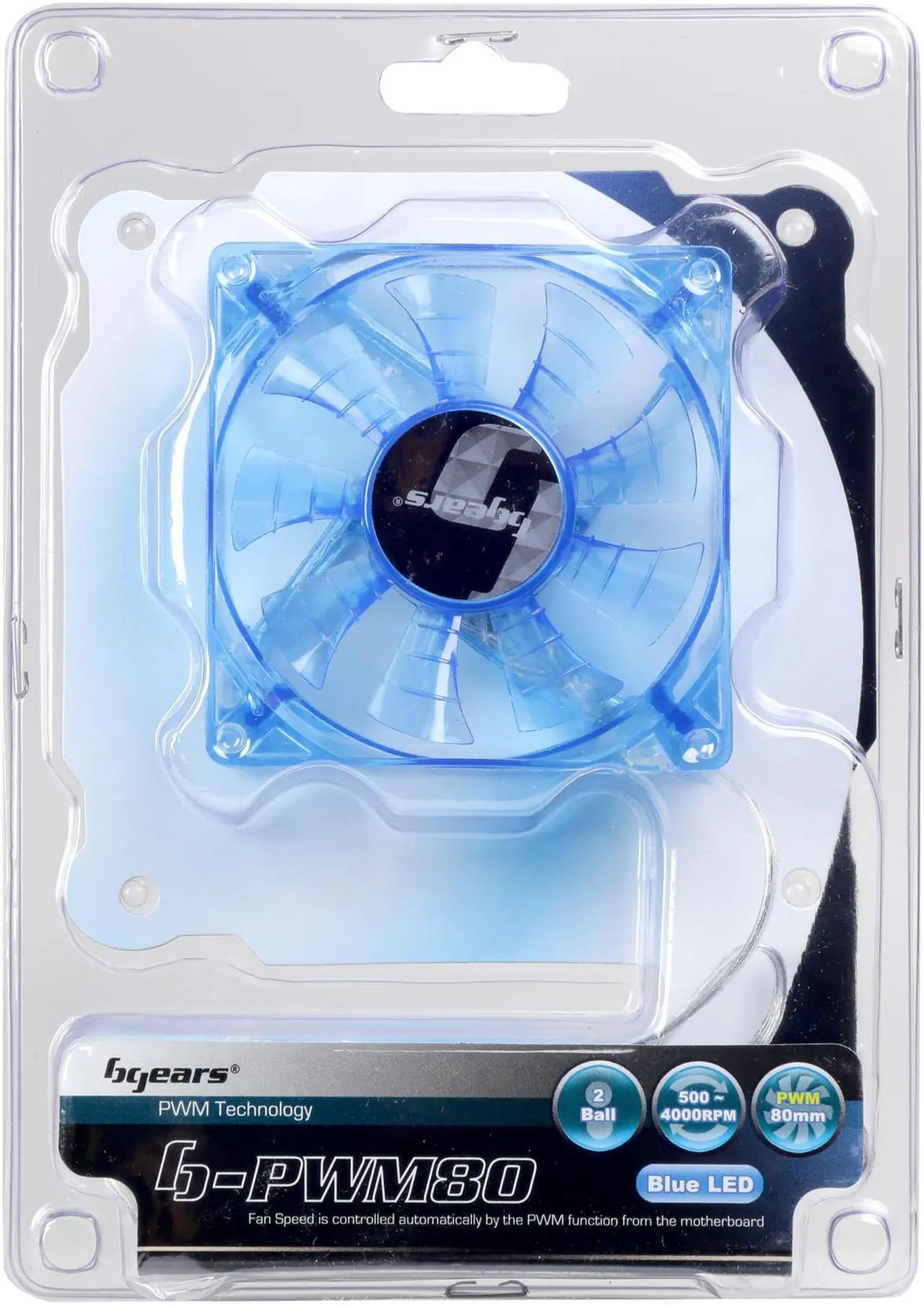 Bgears b-PWM 80 Translucent Blue with Blue LEDs, 2 ball Bearing PWM fan ...