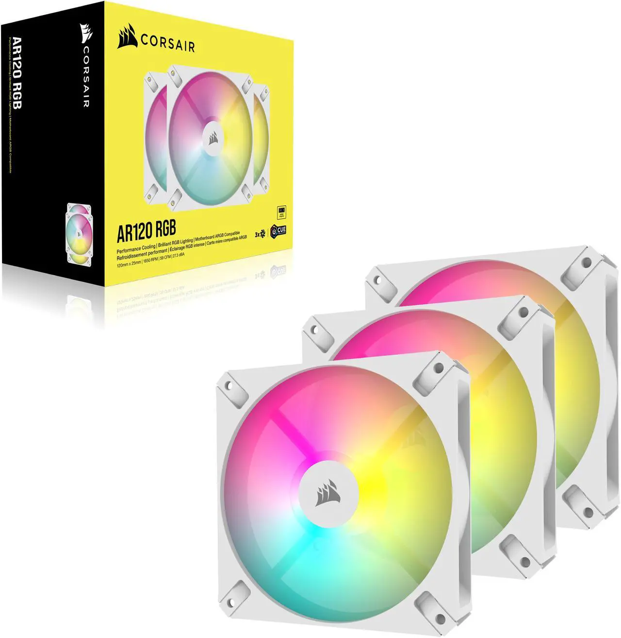 CORSAIR AR120 RGB White 120mm ARGB-compatible Fan, Triple Pack - Newegg.com