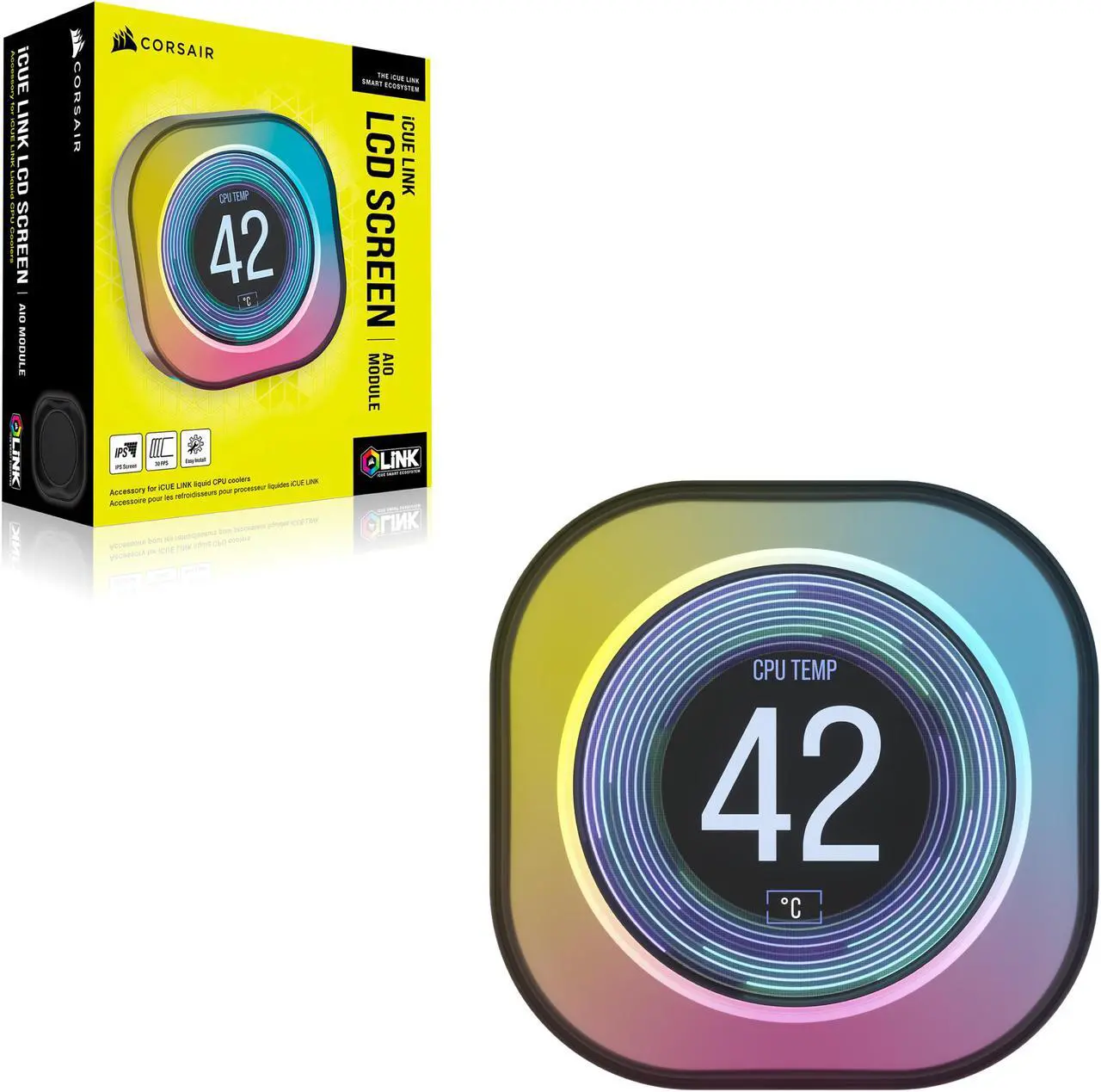 CORSAIR iCUE Link AIO LCD Screen Module - 2.1” IPS LCD Screen - 24 ...