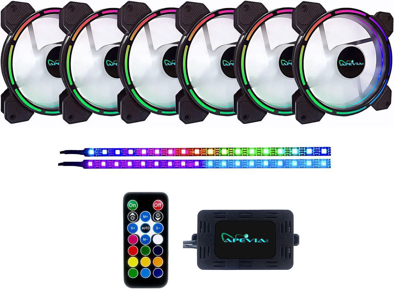 Apevia Arcane AR612L2S-RGB 120mm Silent Addressable RGB Color Changing ...