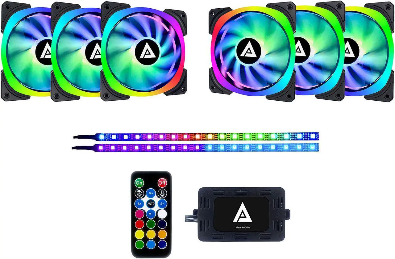 Apevia Lunar Pro 120mm Silent Addressable RGB Color Changing LED Fan (6 ...