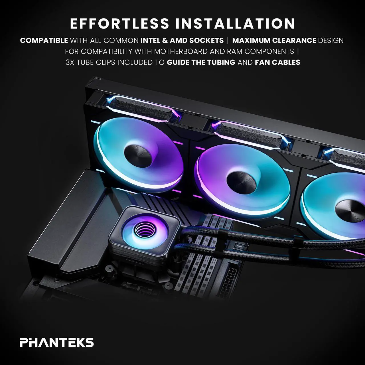 Phanteks Glacier One 420D30 X2 AIO Liquid CPU Cooler, Evolv X2 Aluminum ...
