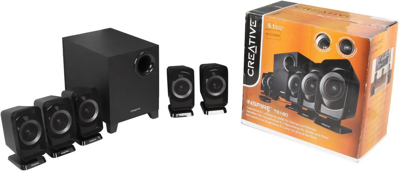 Refurbished: Creative Inspire T6160 5.1 Desktop Speaker System for ...