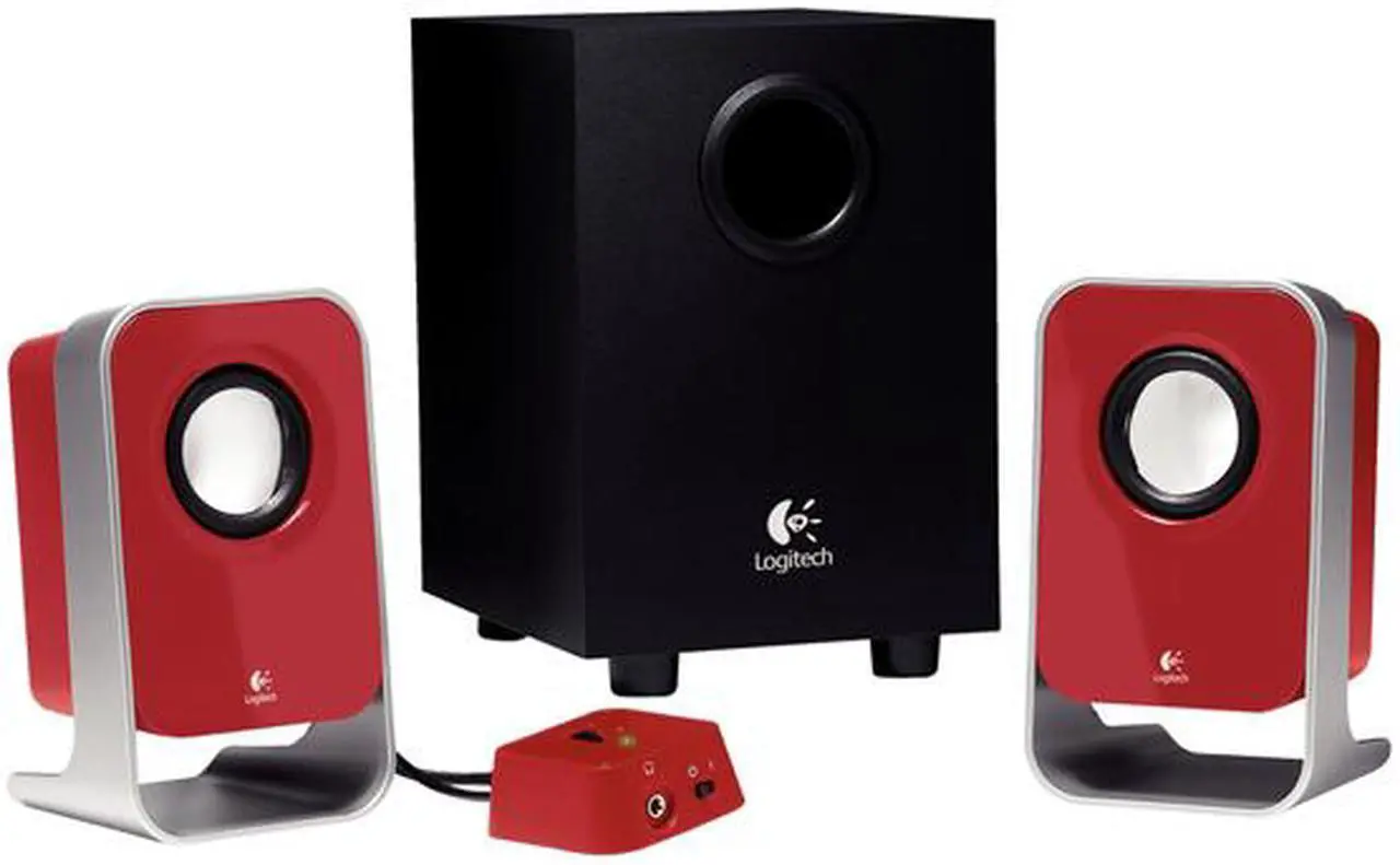 Logitech LS21 2.1 Stereo Speaker System - Red - Newegg.com