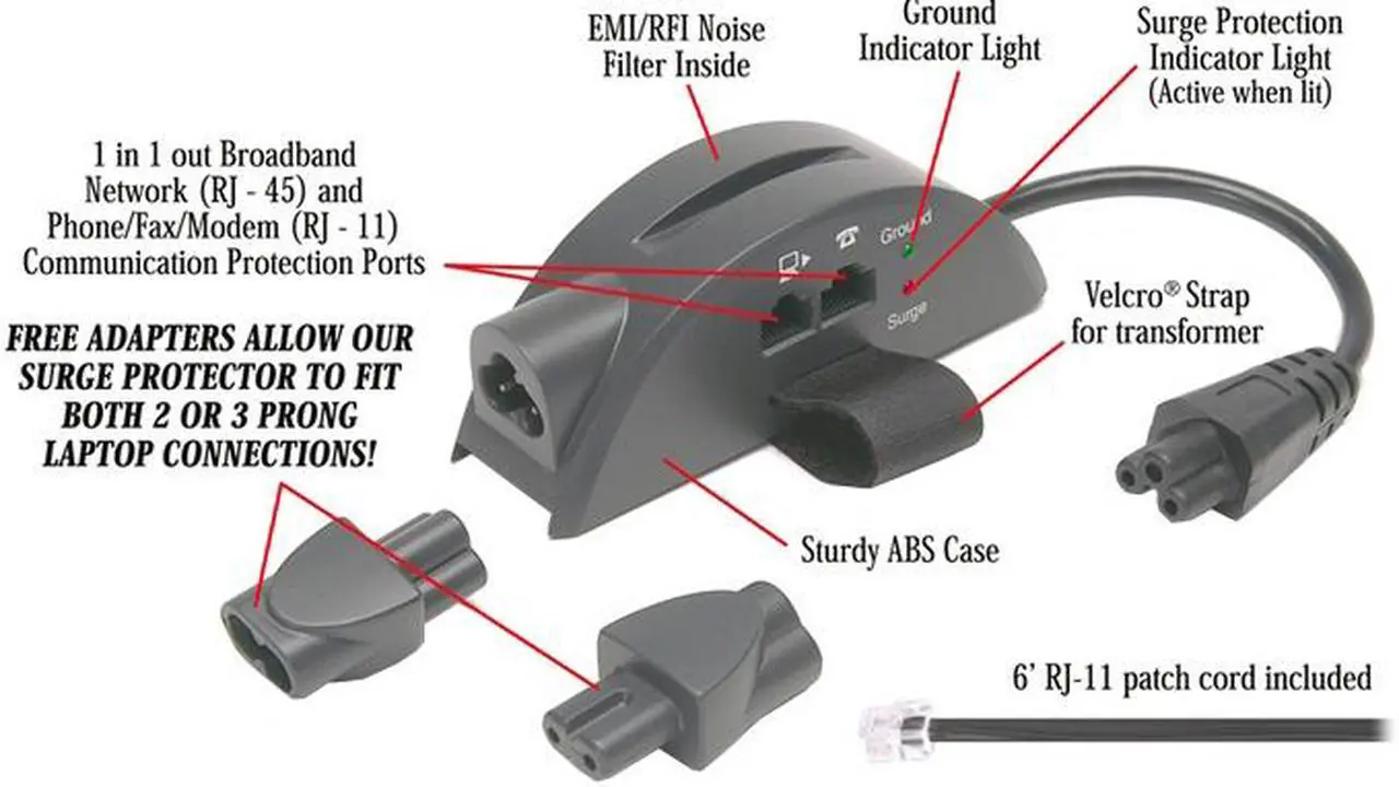 CyberPower CPS500NBP 0.4 ft. (1) 2 or 3-prong Notebook Conductor ...