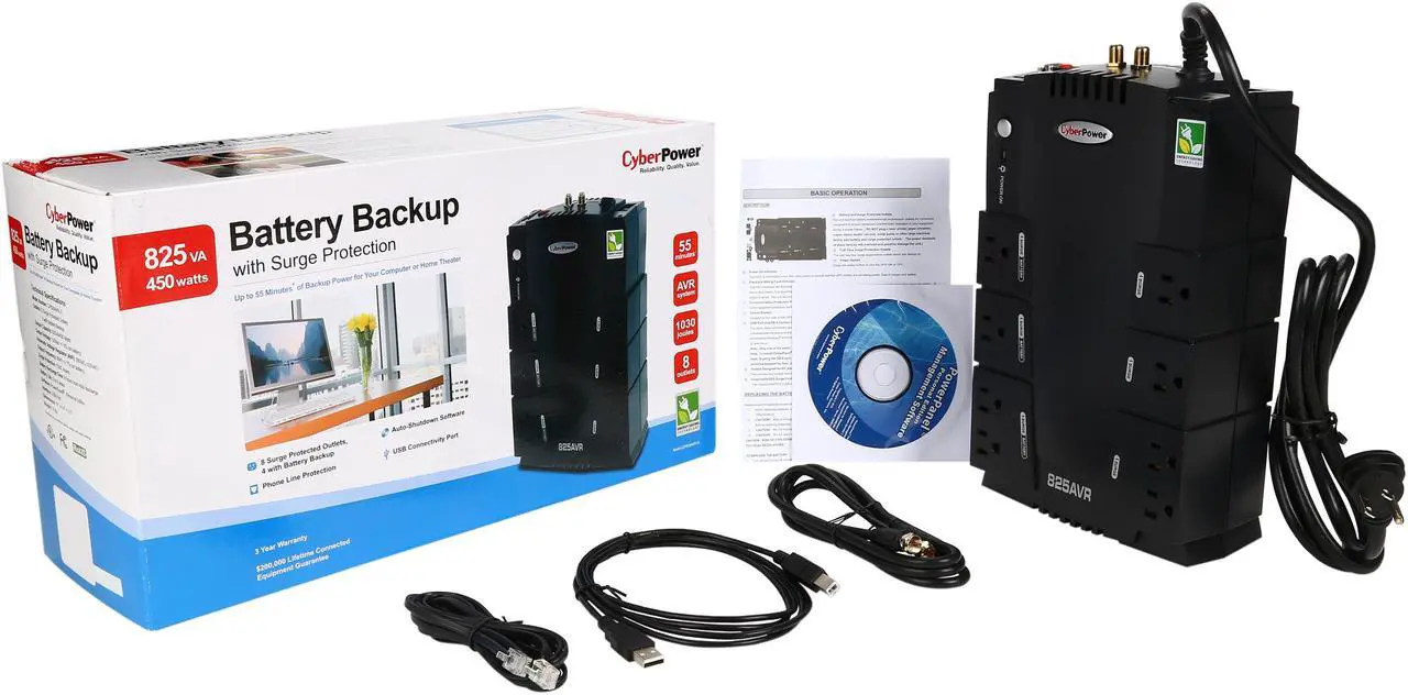 CyberPower AVR CP825AVRG 825 VA 450 Watts 8 Outlets UPS - Newegg.com