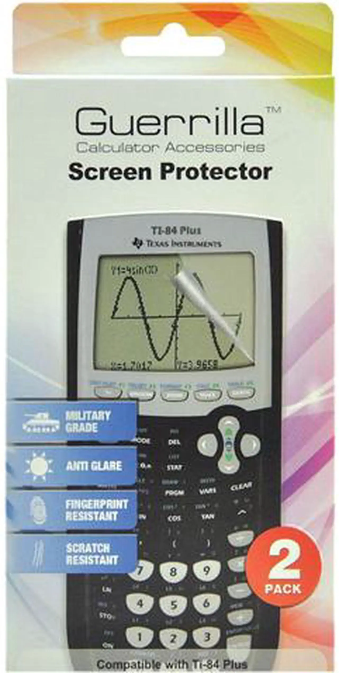 Guerrilla TI84SP Military Grade Screen Protector 2- Pack for Texas ...