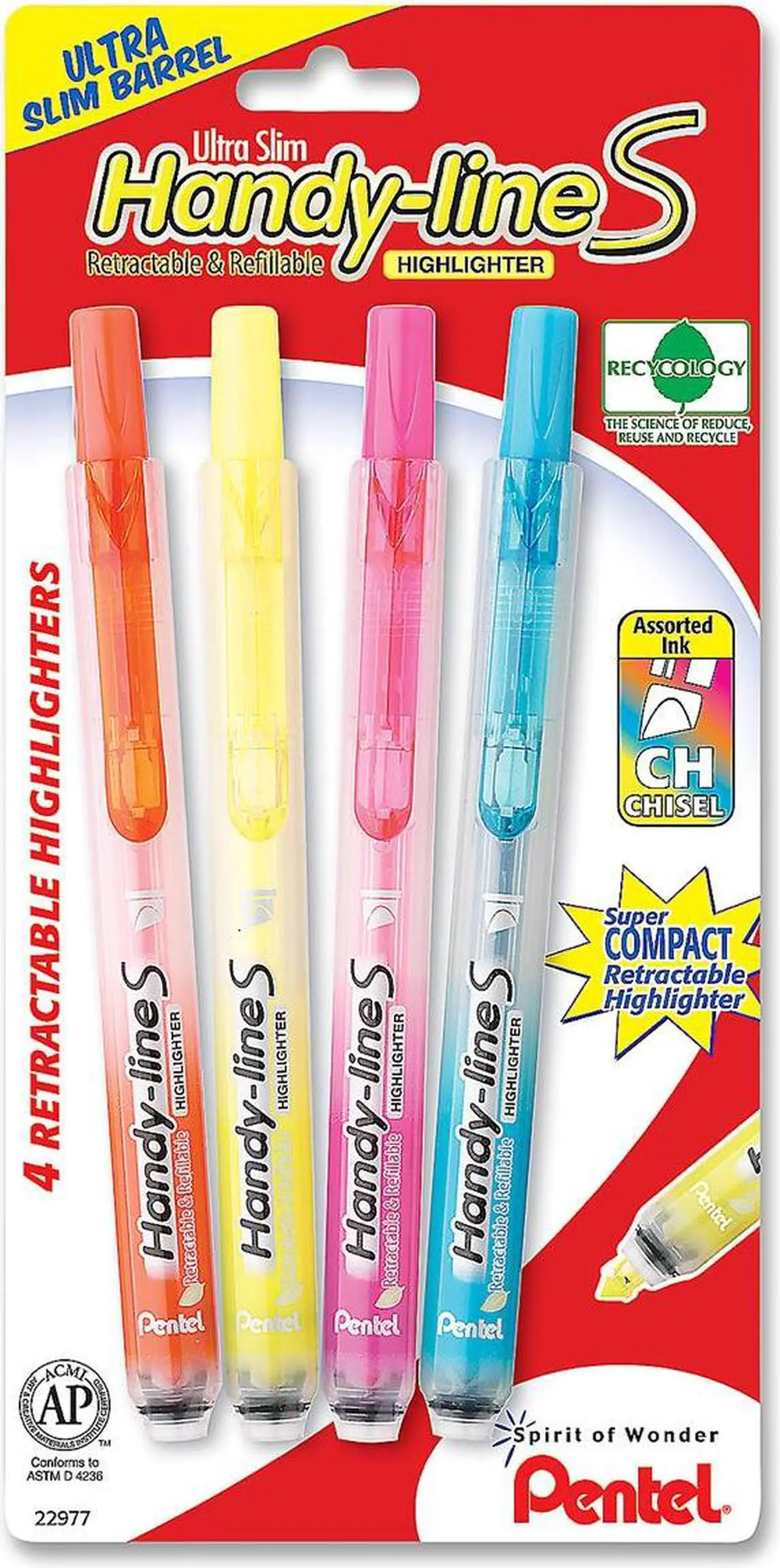 Pentel SXS15BP4M Handy-line S Retractable & Refillable Highlighter ...