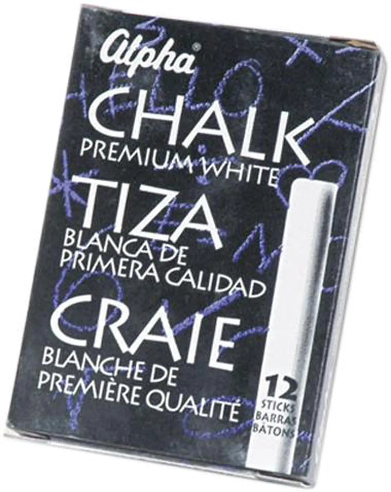 Quartet 314005 Alpha Nontoxic Low Dust Chalk, White, 12 Sticks/Pack ...
