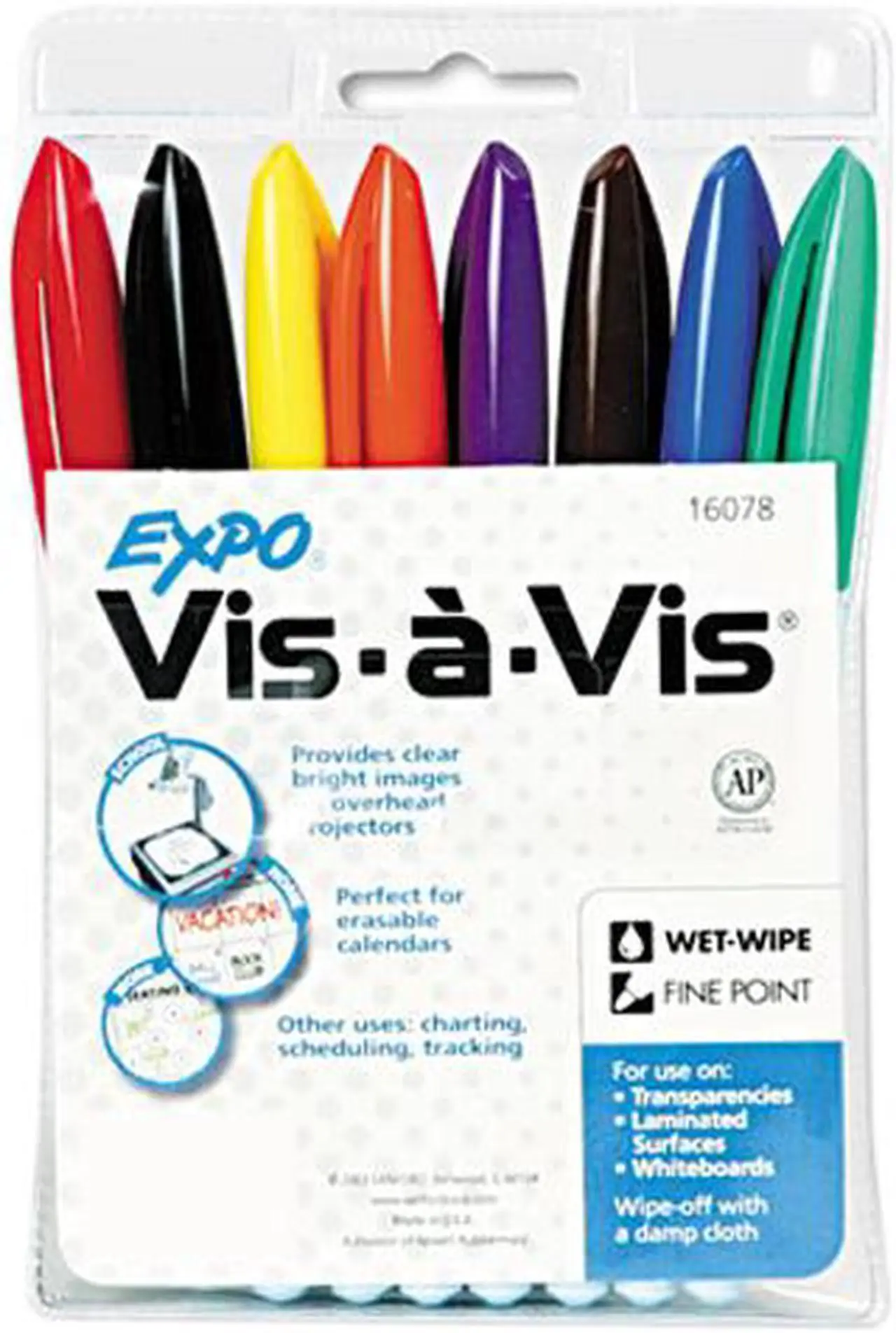 EXPO 16078 Vis-à-Vis Wet-Erase Overhead Projection Marker, Fine Point ...