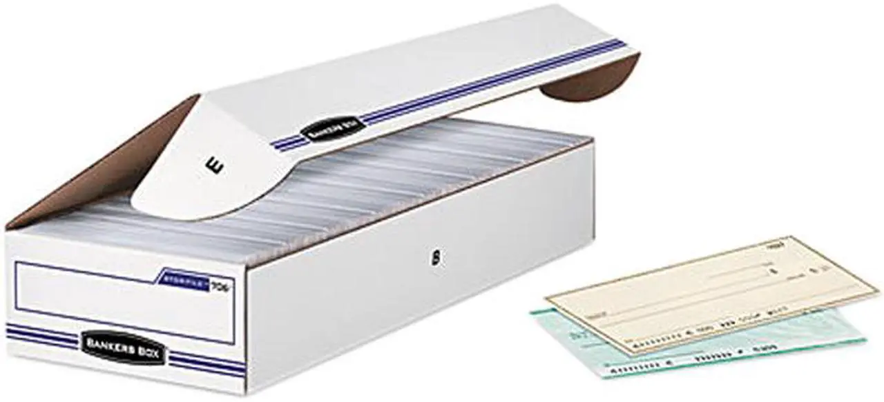 Bankers Box 00706 Stor/File Storage Box, Check, Flip-Top Lid, White ...