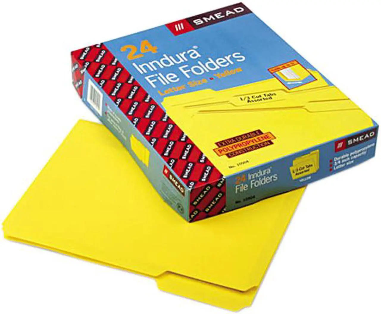 Smead 10504 Waterproof Poly File Folders, 1/3 Cut Top Tab, Letter ...