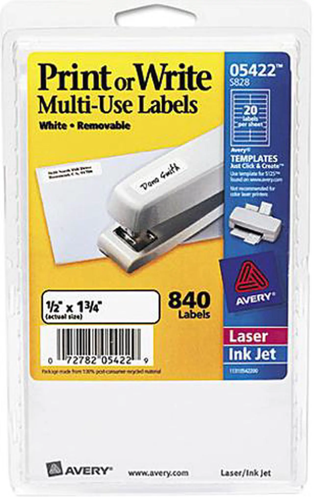Avery 05422 Print or Write Removable Multi-Use Labels, 1/2 x 1-3/4 ...
