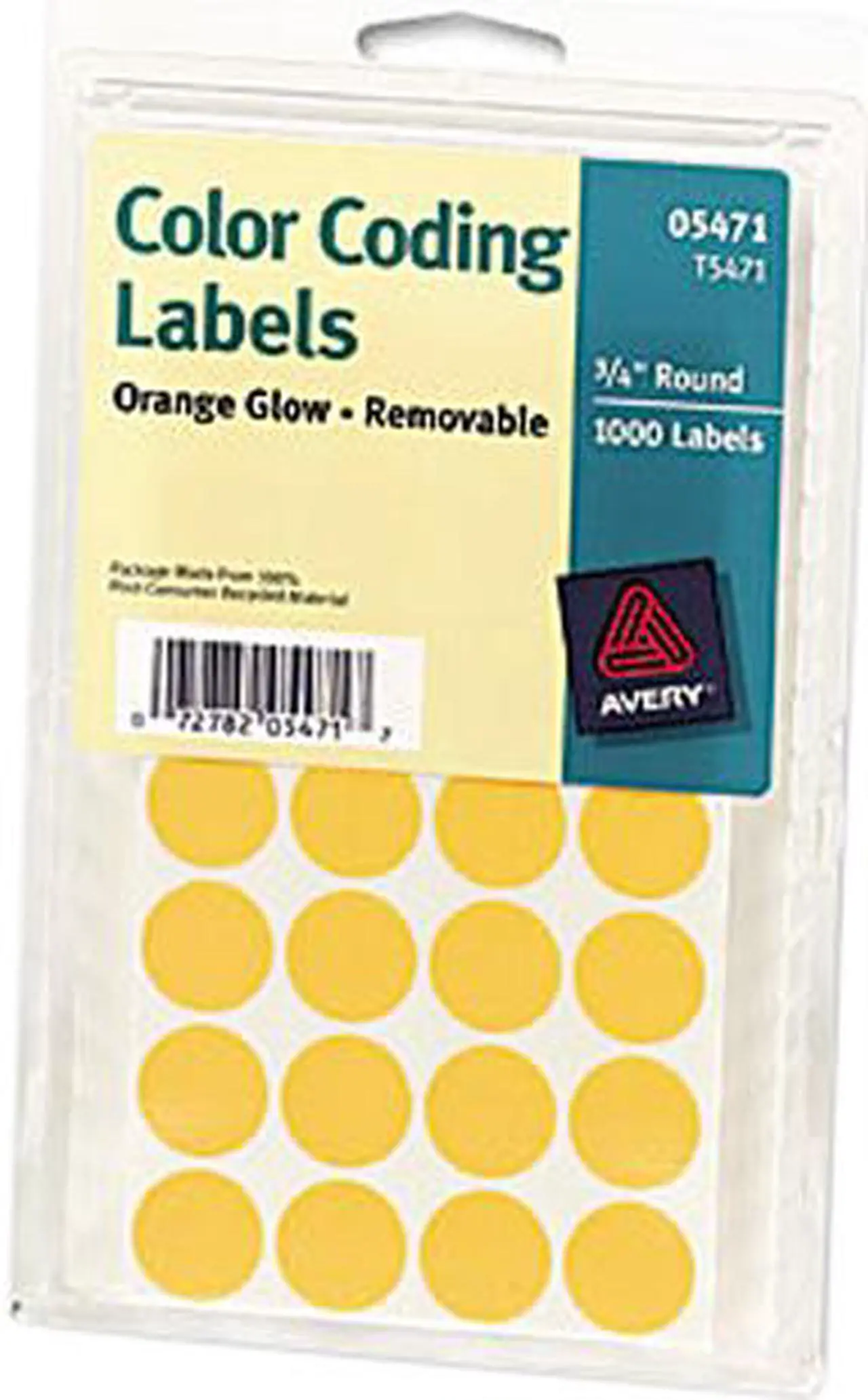 Avery 05471 Print or Write Removable Color-Coding Labels, 3/4in dia, Neon Orange, 1008/Pack ...