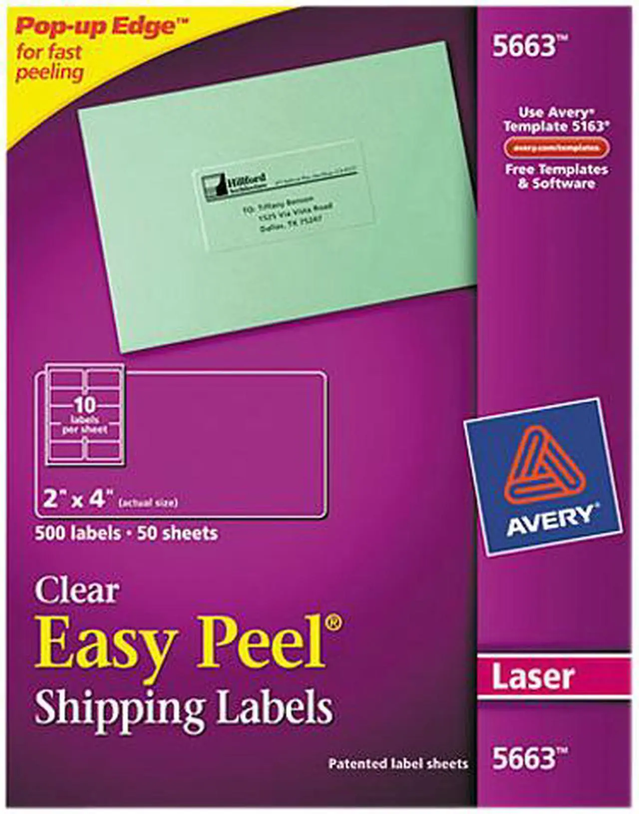 Avery Matte Clear Shipping Labels, Sure Feed Technology, Laser, 2" x 4 ...