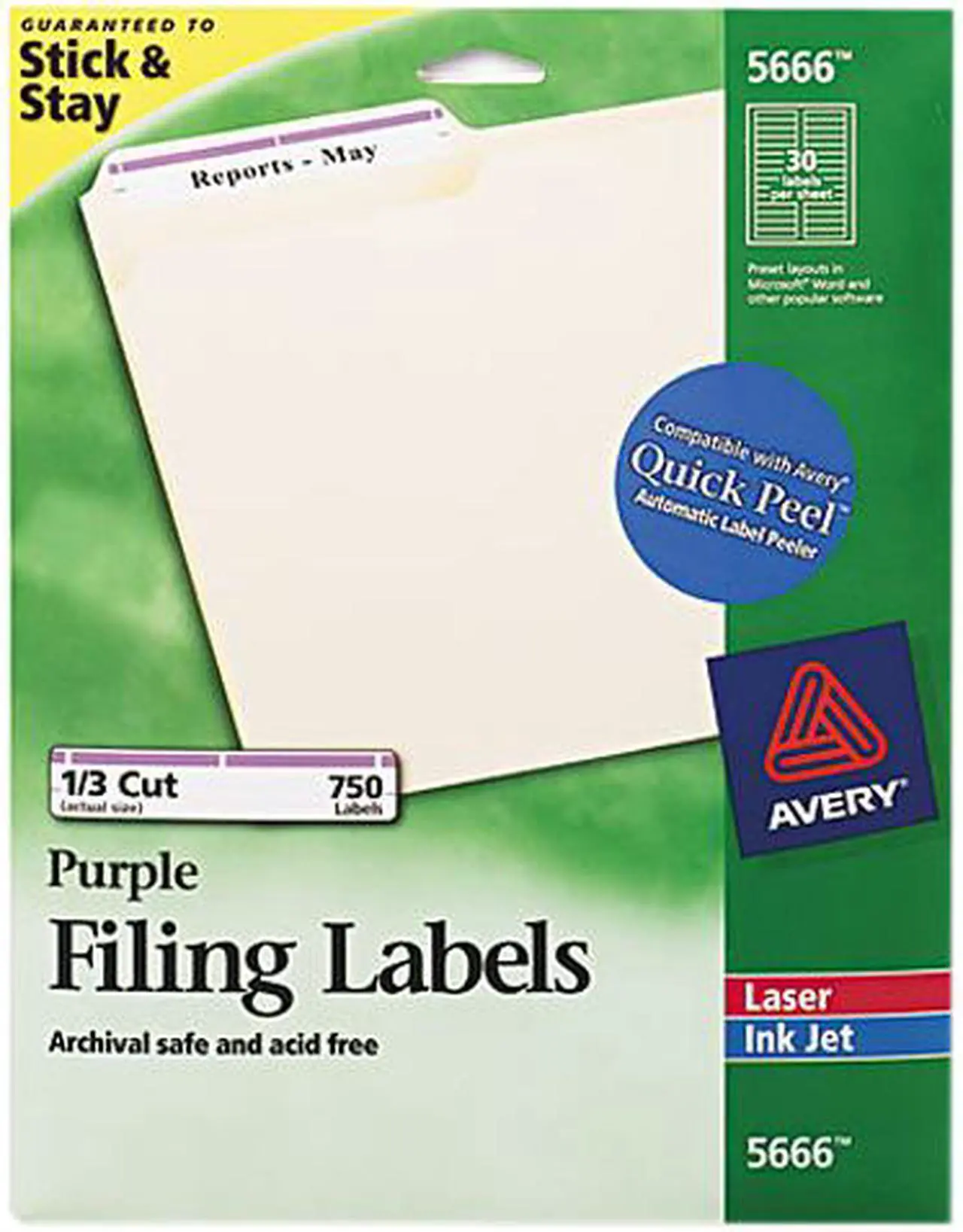 Avery 5666 Self-Adhesive Laser/Inkjet File Folder Labels, Purple Border ...